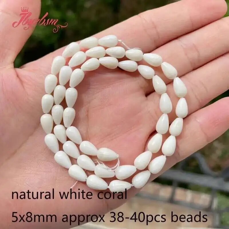 Капля белого коралла, свободные бусины из натурального камня, 15 дюймов, аксессуары для самостоятельного изготовления, рукоделие, ожерелье, браслет, изготовление ювелирных изделий