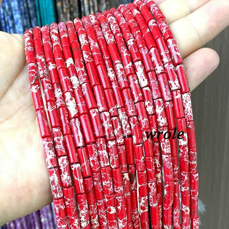 Натуральные бусины YWROLE нефрит лазурит рубин Красный, 4x13mm 13-14pcs, red imperial jasper