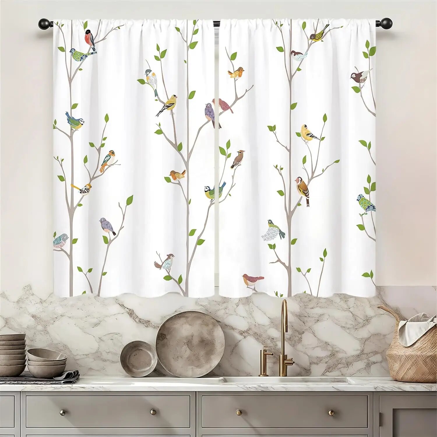 Черные цветочные шторы из полиэстера 150x250CM-2PC, ZQ-2510154027