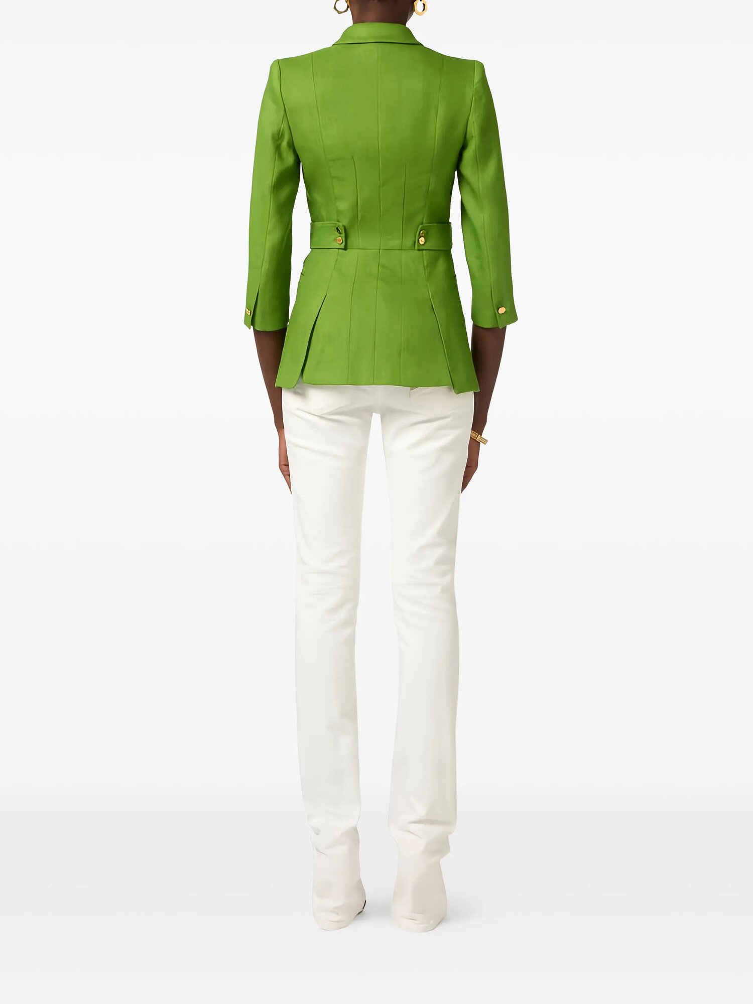 Куртка Elisabetta Franchi Single breasted linen blend jacket, размер 40, зеленый, — фото 1