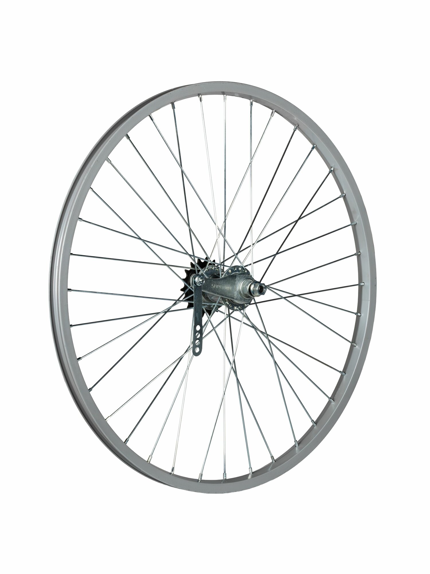 Колесо велосипедное 24 дюйма заднее в сборе VelRosso одинарный алюминиевый обод 1 скорость втулка под гайку