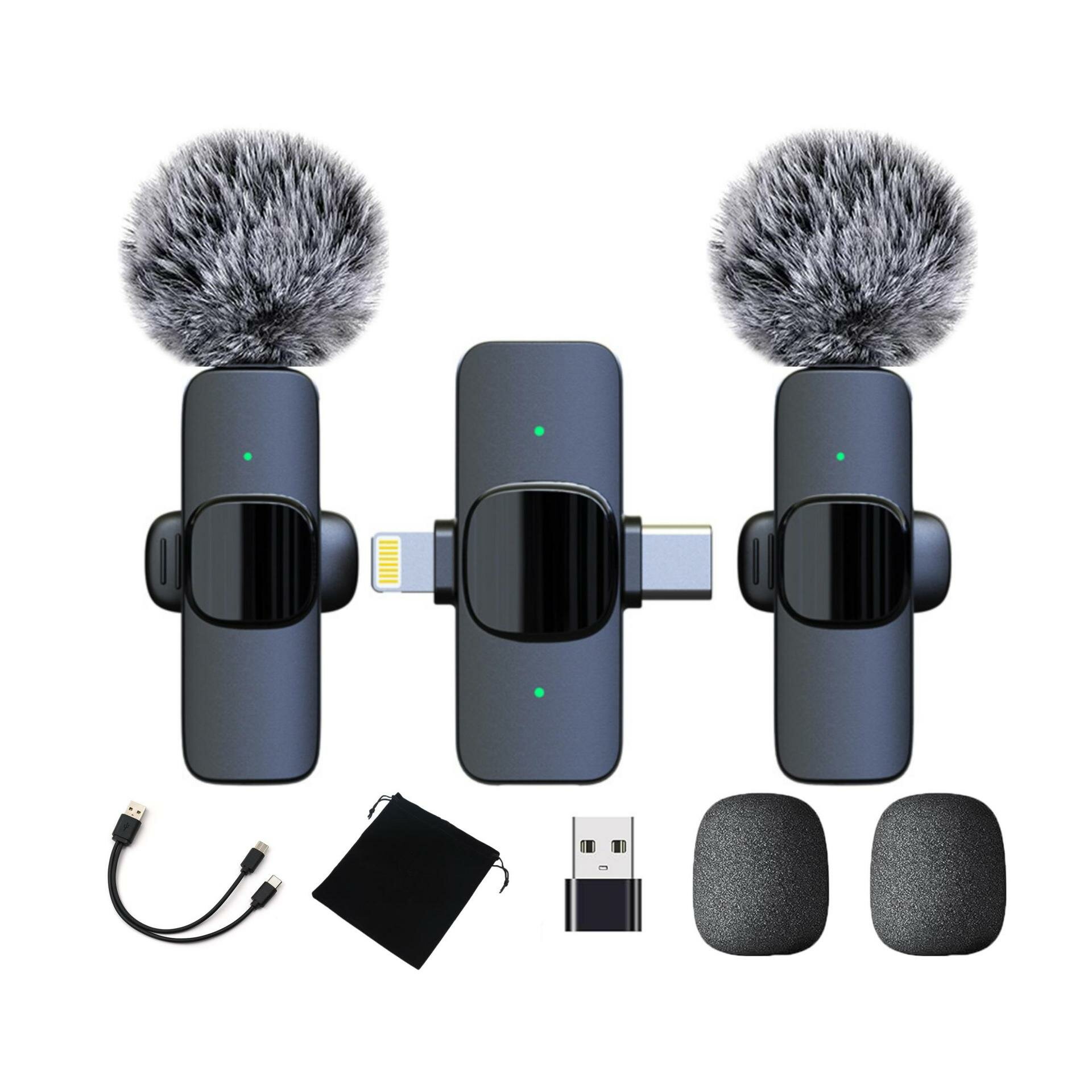 [2026] Беспроводной петличный микрофон K1 2-в-1 для прямых трансляций, съемки коротких видео, шумоподавления и беспроводной мини-записи.