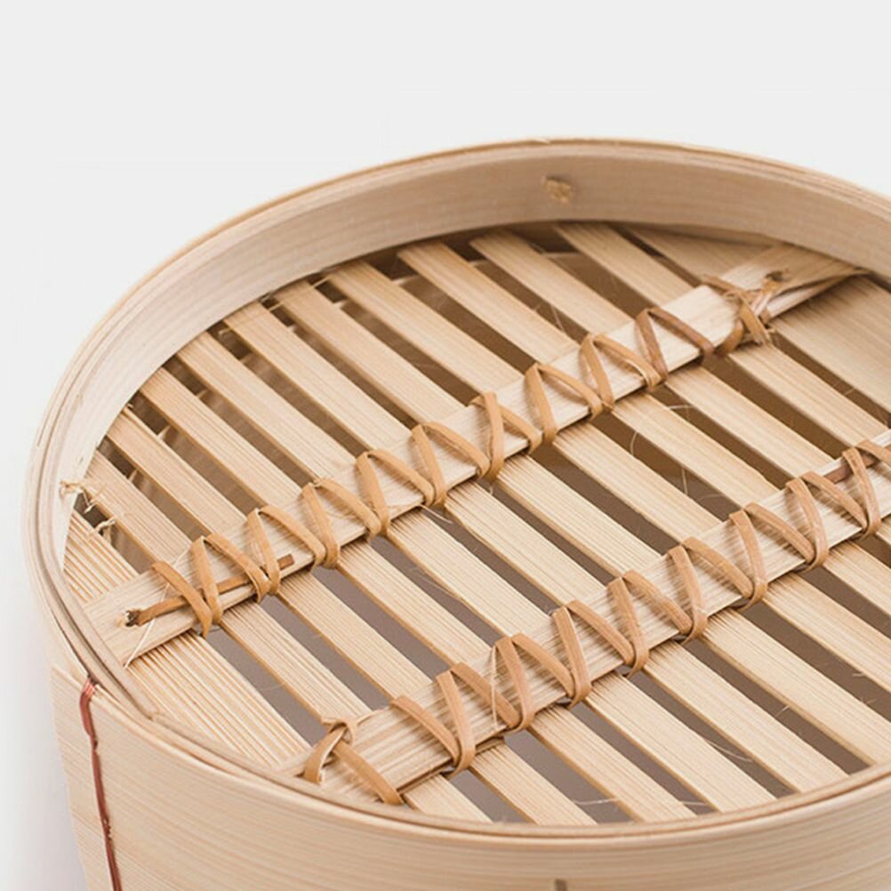 Бамбуковая пароварка для домашнего использования с крышкой, традиционная корзина для готовки на пару пельменей и овощей