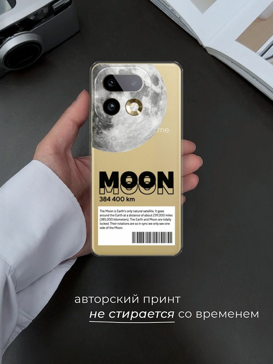 Чехол на Realme 16 Pro+ / Реалме 16 Про+ с принтом О луне, прозрачный — фото 1