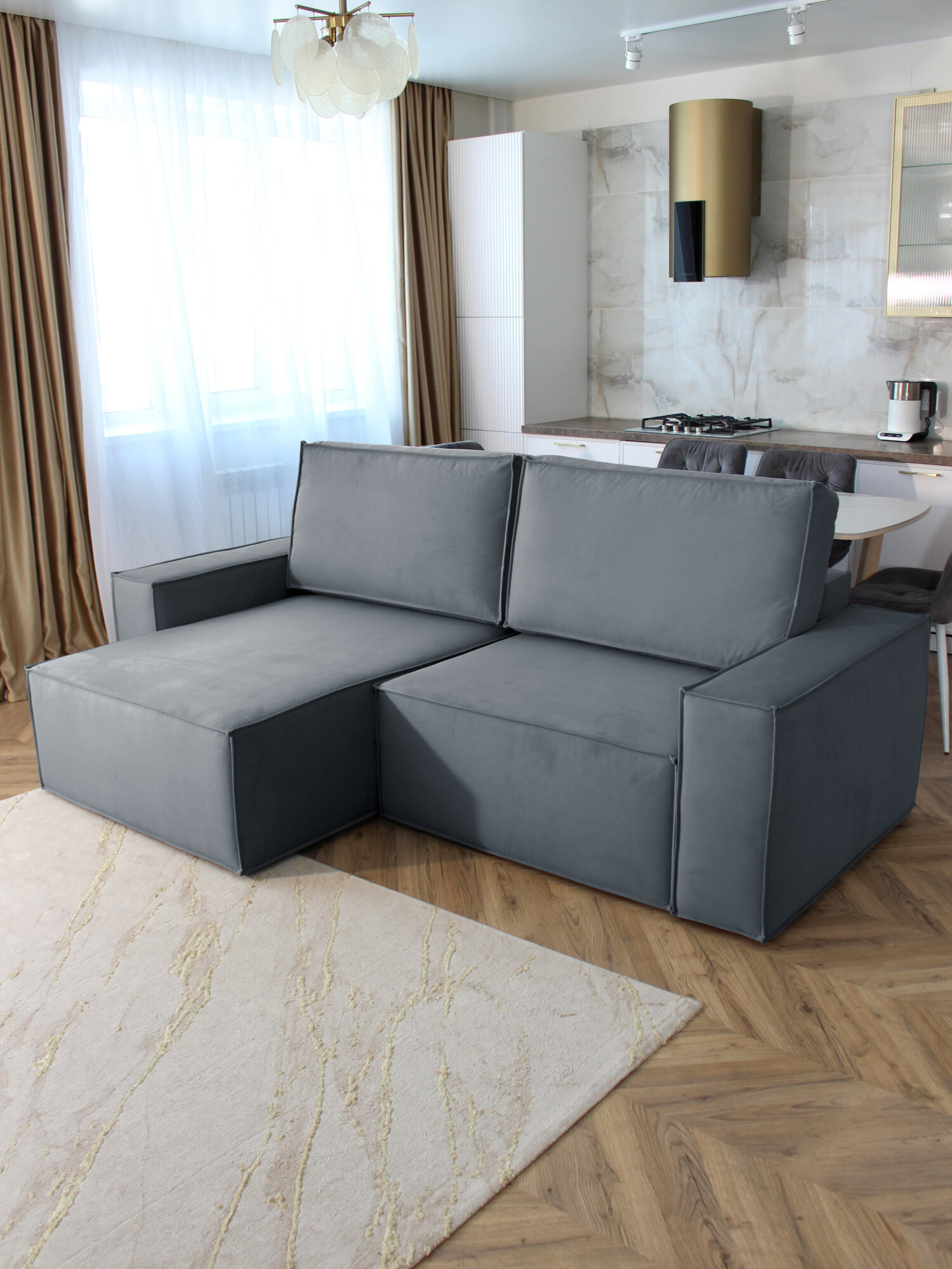 Угловой диван-кровать Forrest Конер серый, левый угол, Еврокнижка, 250х155х65 см