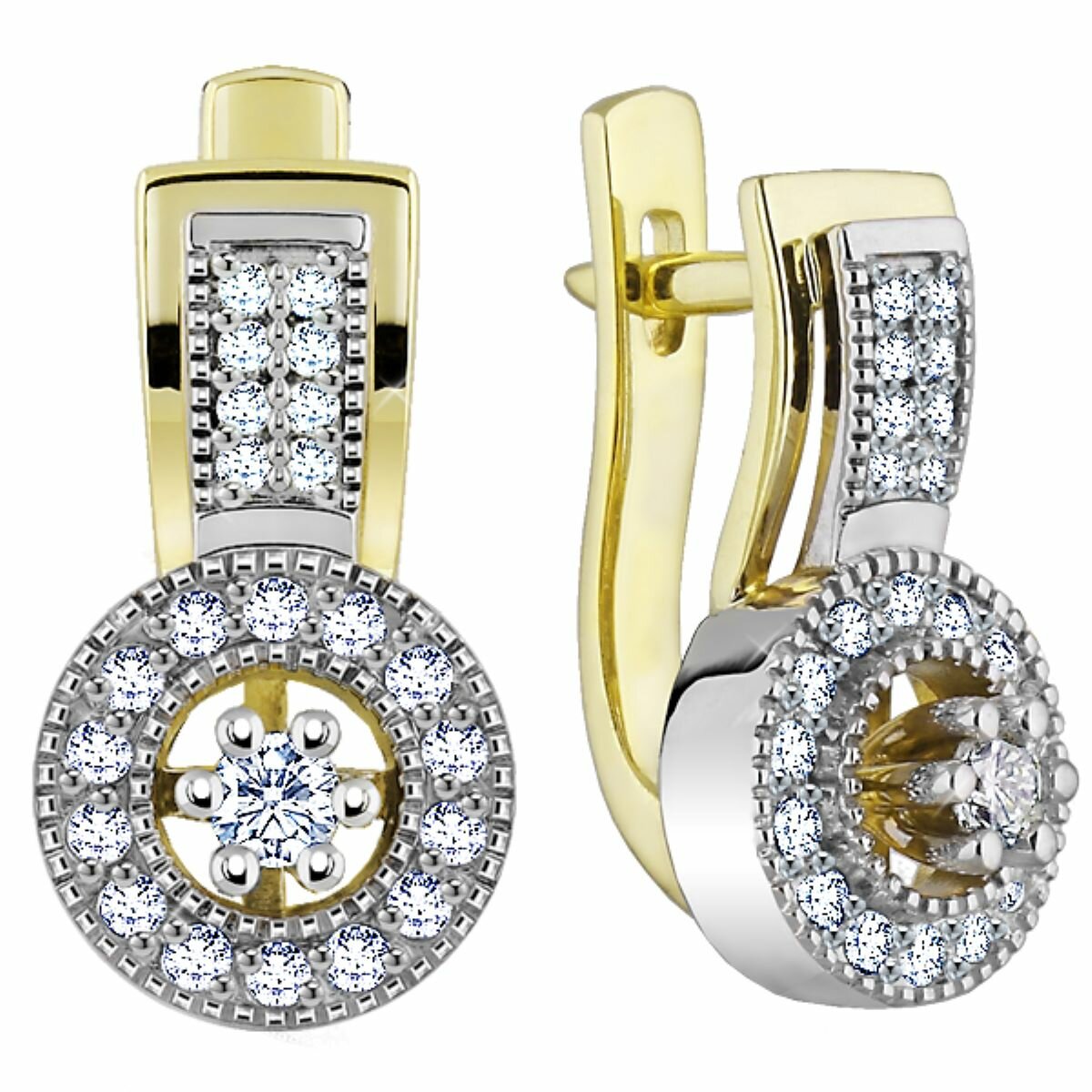 Серьги, желтое золото, 585 проба, бриллиант