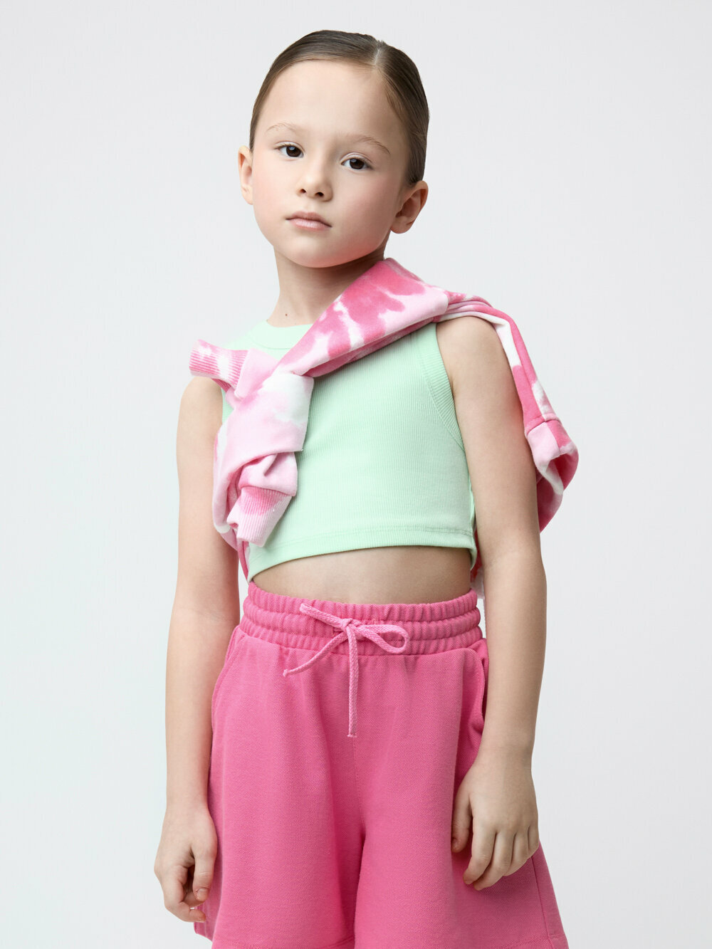 Майка трикотажный топ в рубчик для девочки, хлопок