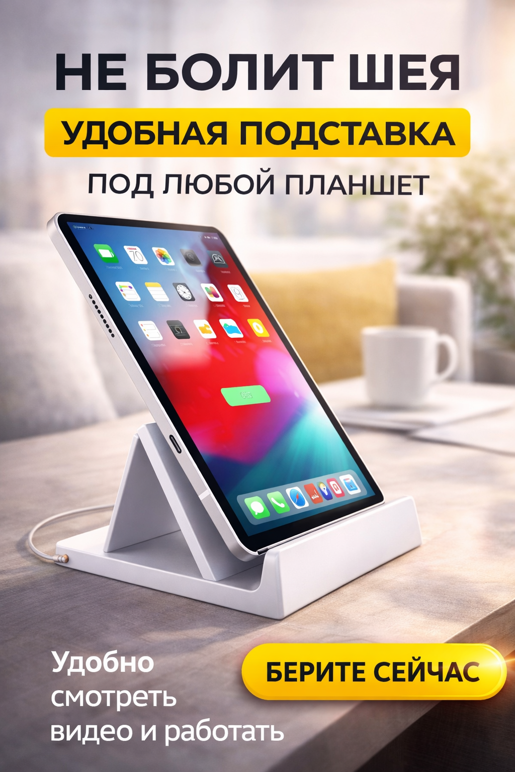 Подставка для планшета iPad и телефона, настольный держатель для планшета, универсальная подставка, белая, устойчивая
