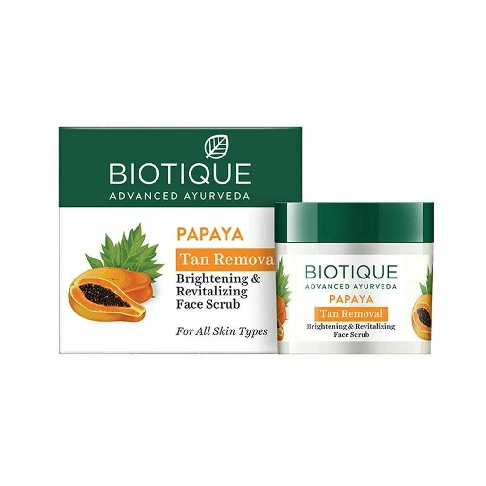 Папайя осветляющий скраб для лица, для всех типов кожи, Биотик / PAPAYA Tan-Removal Face Scrub, Biotique, 75 гр.