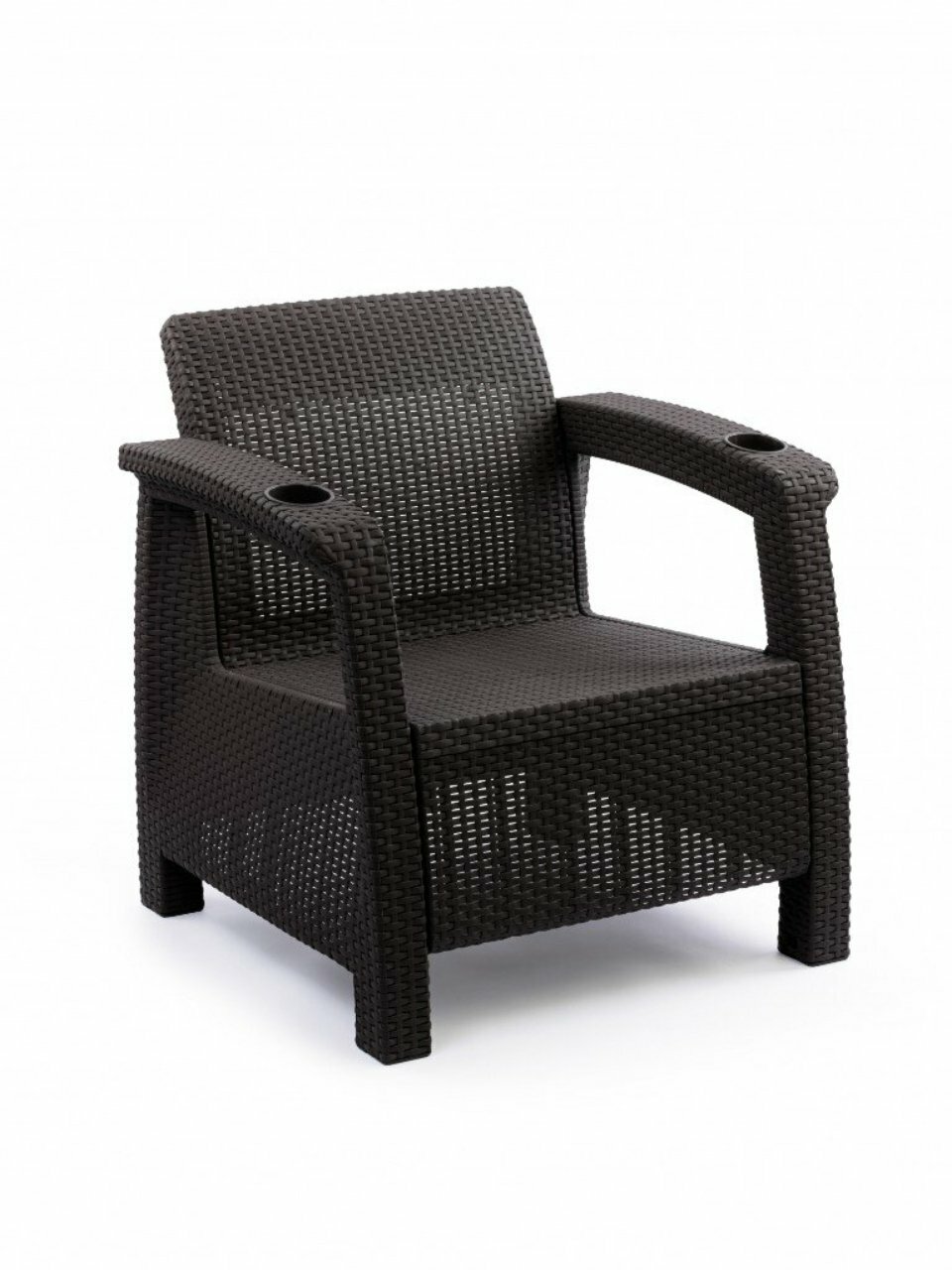 Садовое кресло Альтернатива Ротанг-плюс из полипропилена, цвет мокко, 79х70х73 см, для дачи и террасы, М8839