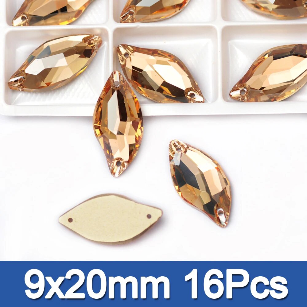 Золотые стразы Leaf 9x20mm 16шт