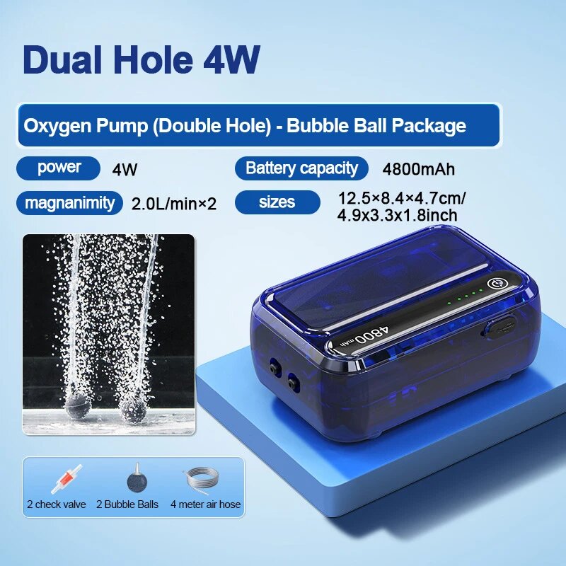 Портативный кислородный насос для аквариума 4W, 4800 мАч, Bubble Ball