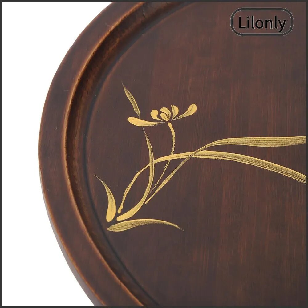 Lilonly Чайный поднос коричневый бамбук для самовара с художественным рисунком — фото 1