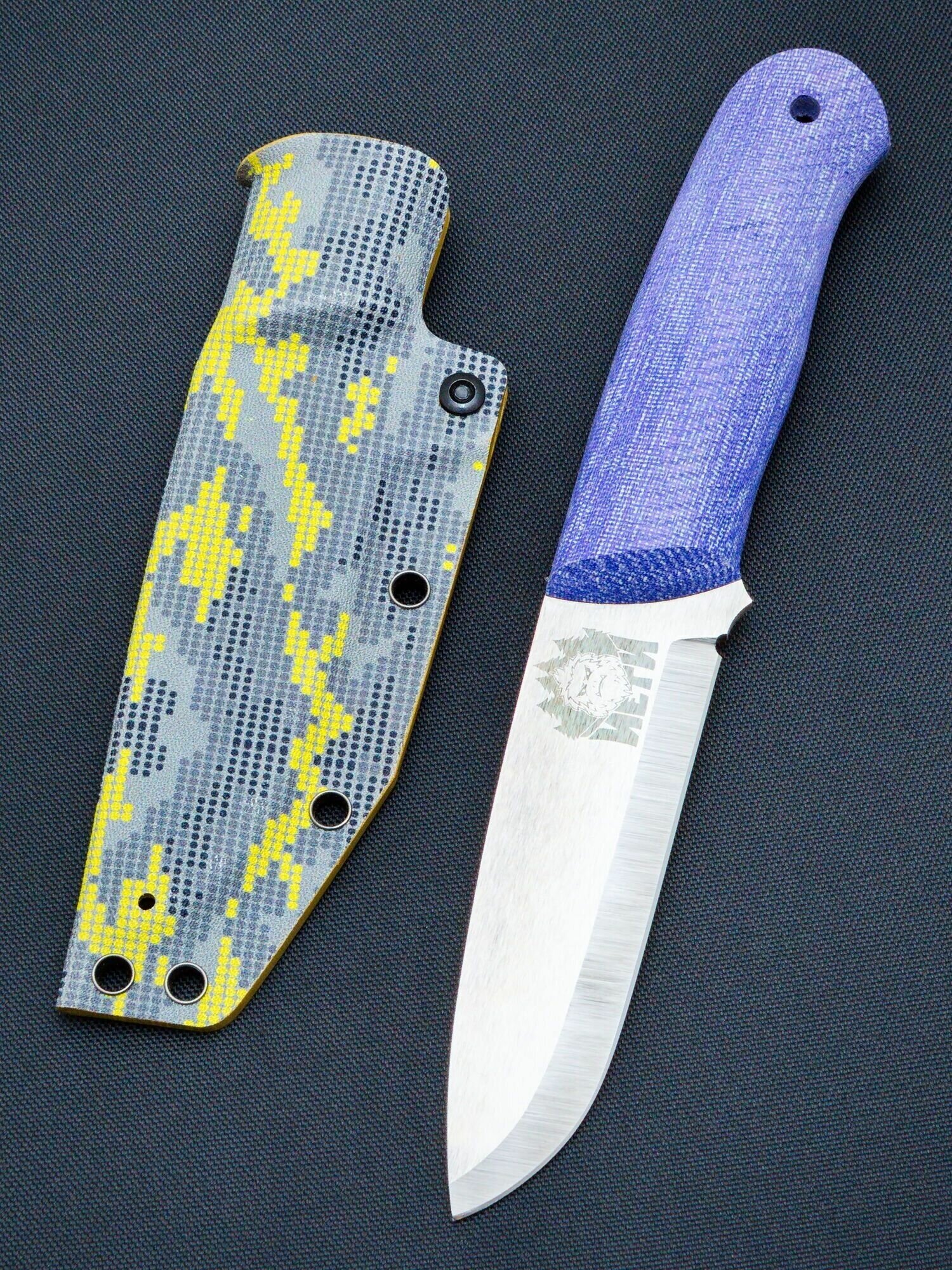 Нож туристический Йети, AUS-10 Cryo, Сатин, Микарта Лаванда, 7 Ножей (Seven Knives)