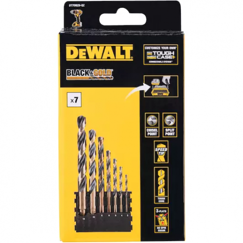Набор сверл по металлу Dewalt DT70829-QZ, Black&Gold 3-12мм (7шт)
