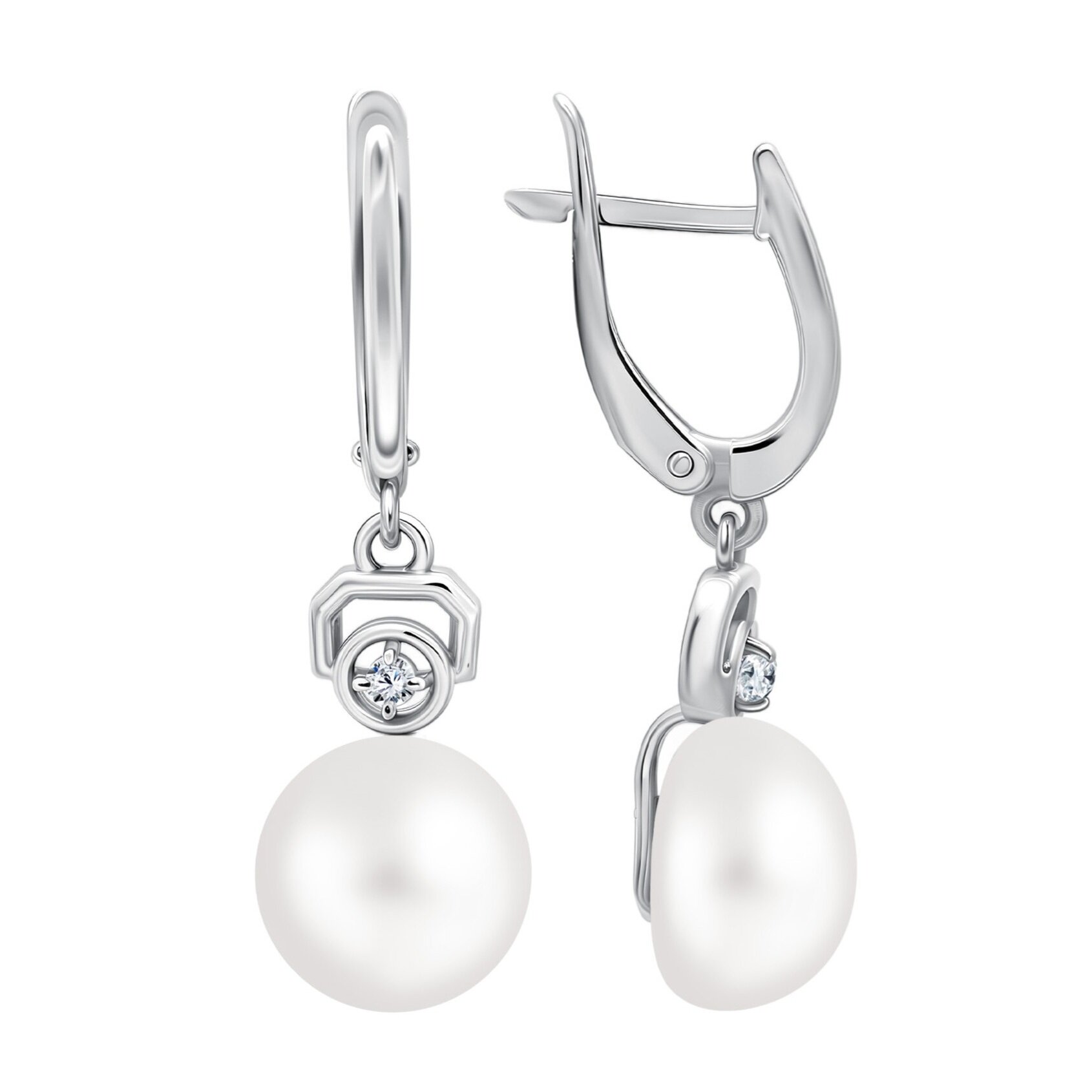 Серьги Яхонт, серебро, 925 проба, жемчуг, фианит