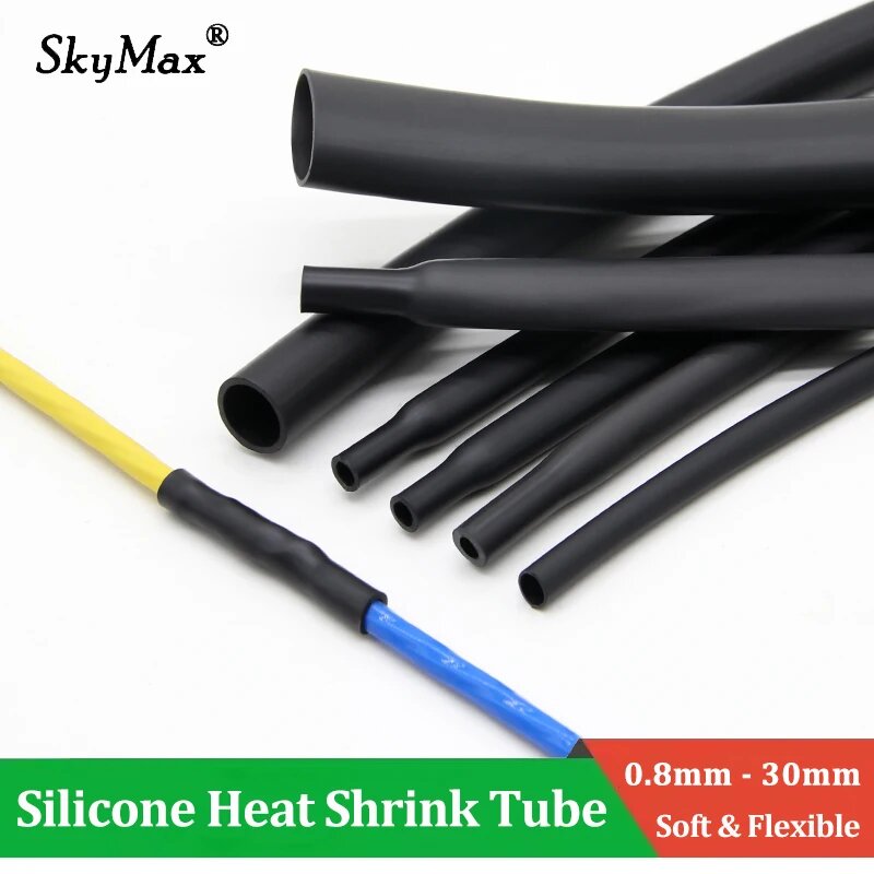 Термоусадочная трубка силиконовая черная 1/2/3/4/6/8/10/12/25/30 мм 3 meters, 0.8mm