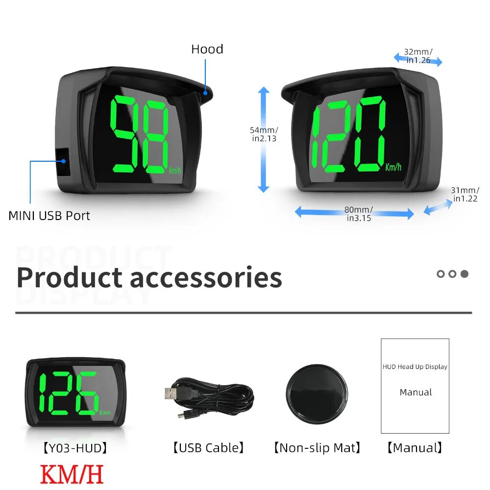 Спидометр HUD Y03 KMH