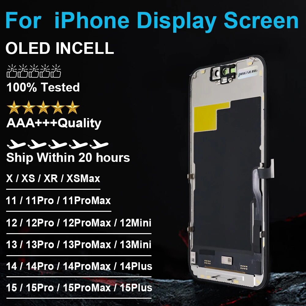 AAAA++ Дисплей с 3D сенсорным экраном и дигитайзером Incell OLED для iPhone X XR XS MAX INCELL For X