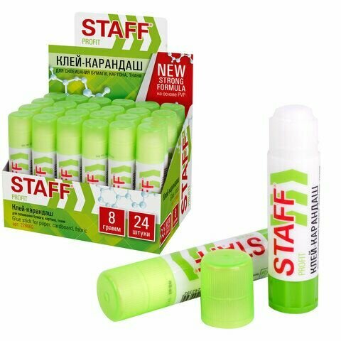 48 шт. Клей-карандаш усиленный STAFF Profit, 8 г, PVP-основа, 228660