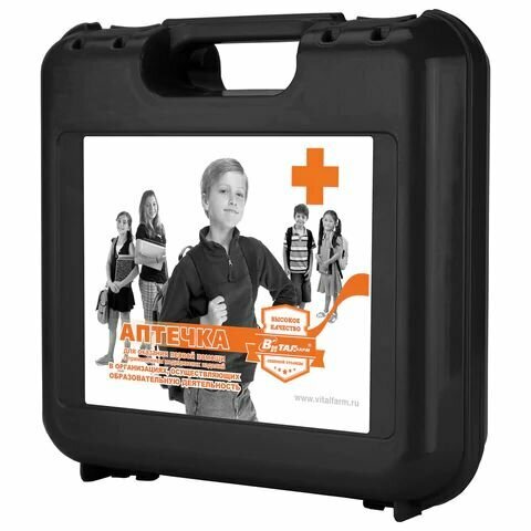 Аптечка для детских и учебных учреждений, по приказу №261н, виталфарм, пластиковый кейс, 54214