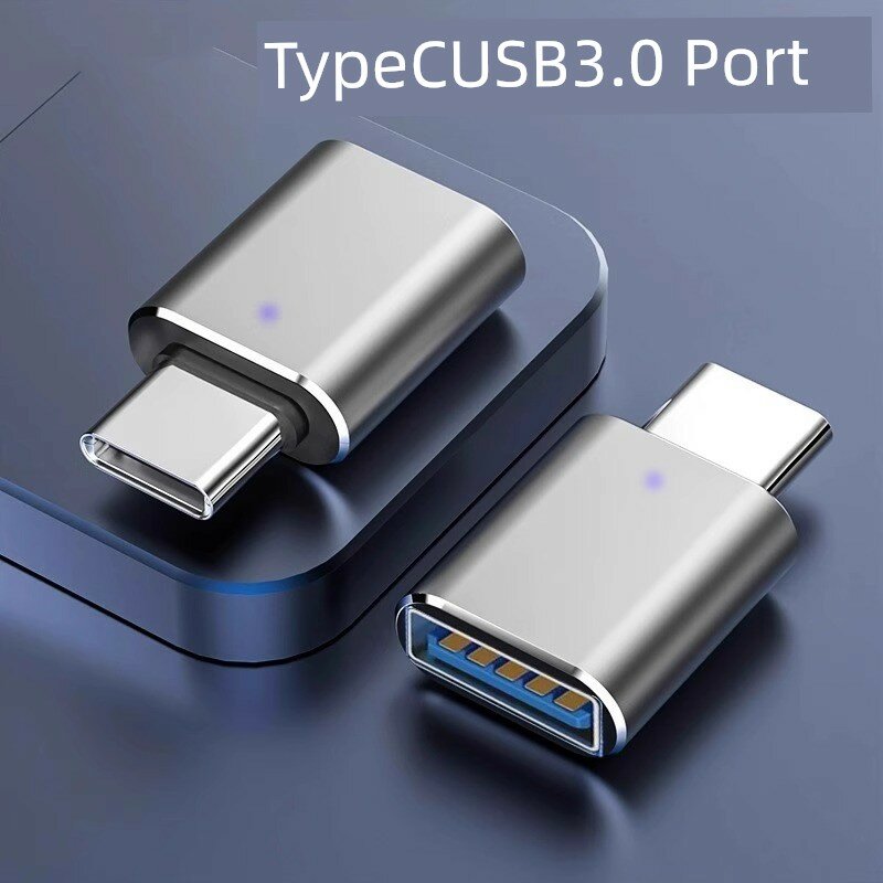 Адаптер Type-C в USB для Android, серебристый с LED-подсветкой, преобразователь U-Key, USB-коннектор