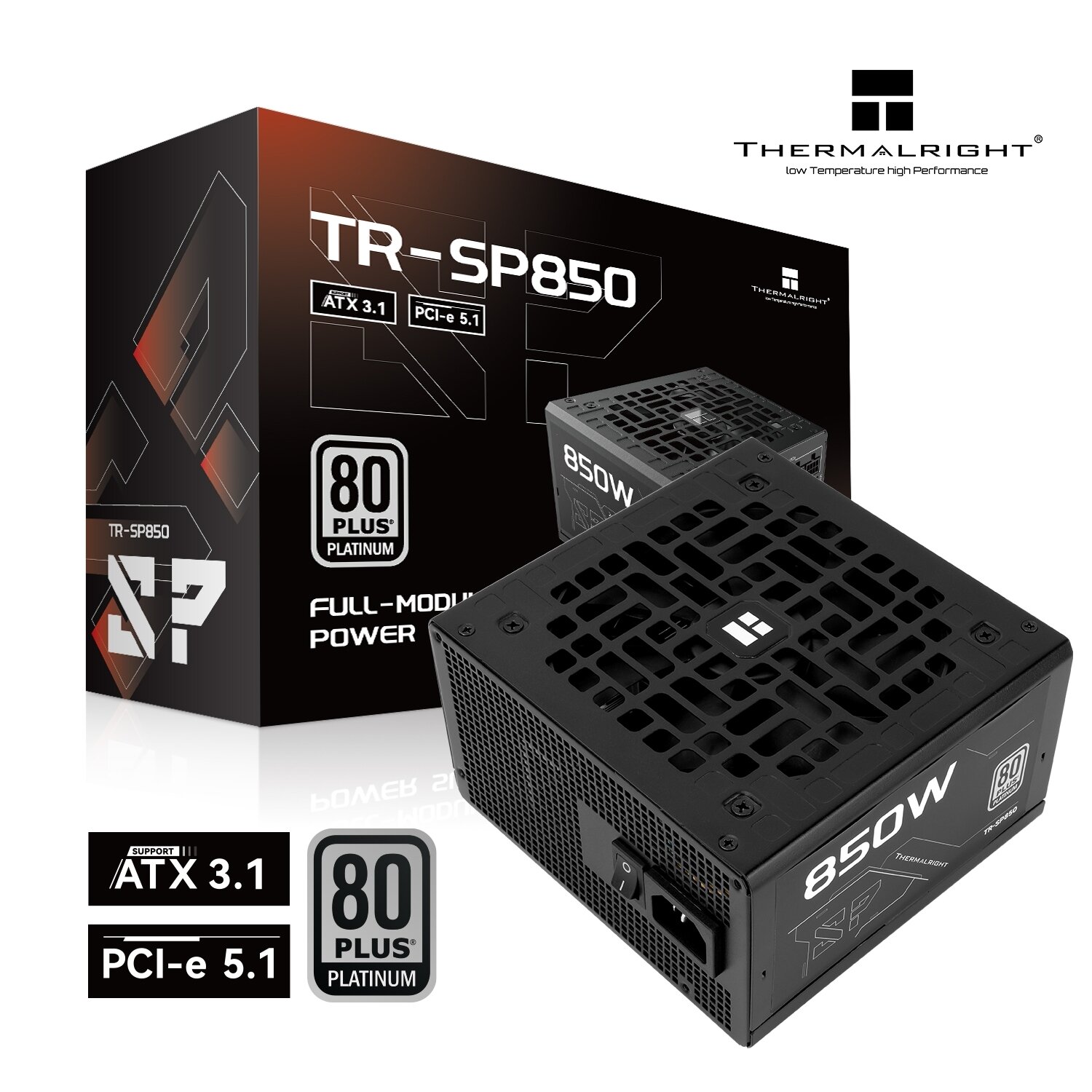 Блок питания Thermalright "SP-850", модульный, 80 Plus Platinum, 120-мм вентилятор