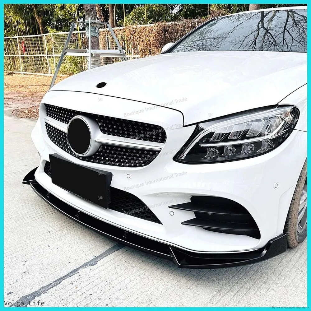 Защита переднего бампера автомобиля для Mercedes-Benz C-Class W205 S205 C205 2019-2021 AMG, 1 шт, черный, ABS пластик