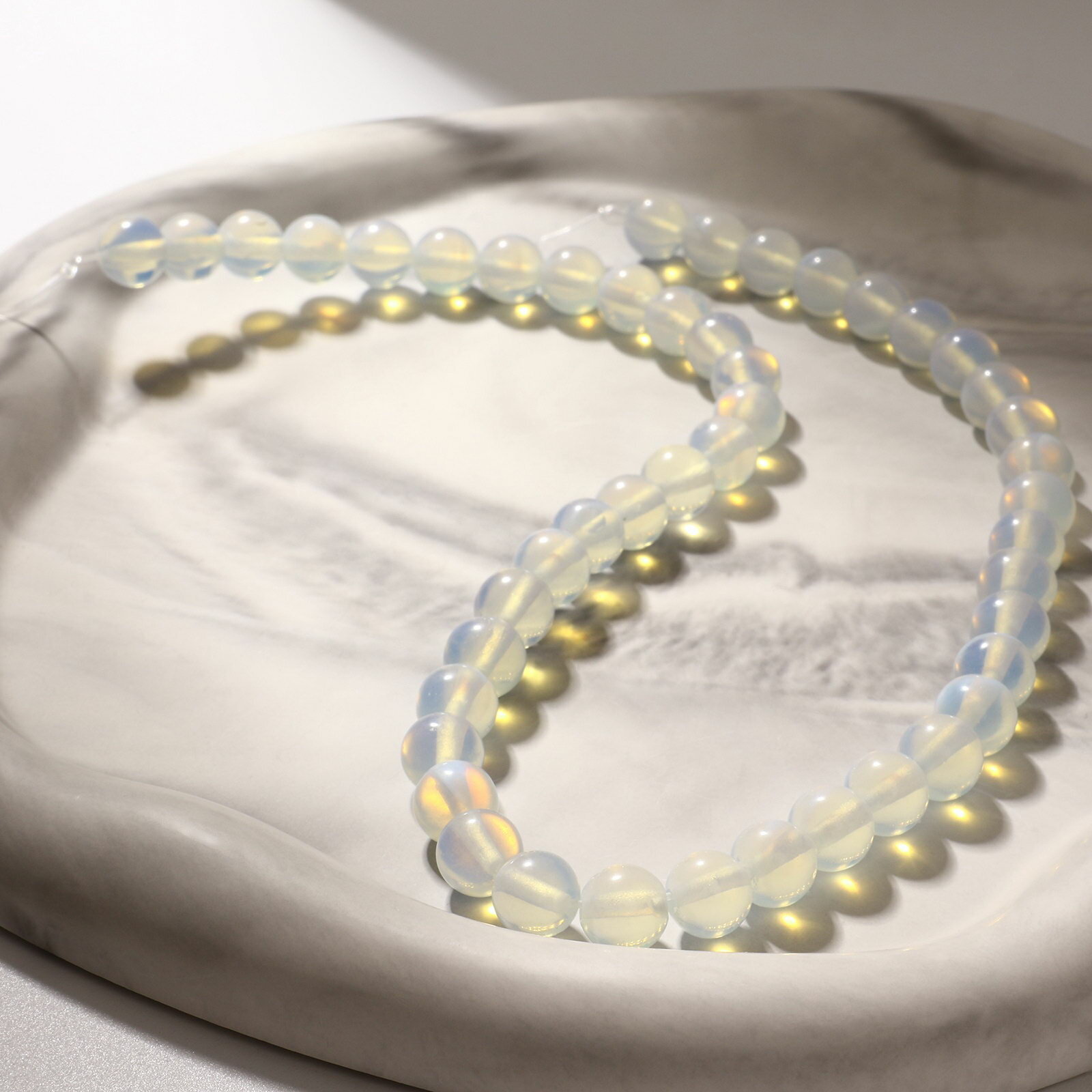 Бусины на нити шар №8 "Лунный камень", +/- 37 см, вид: бусина