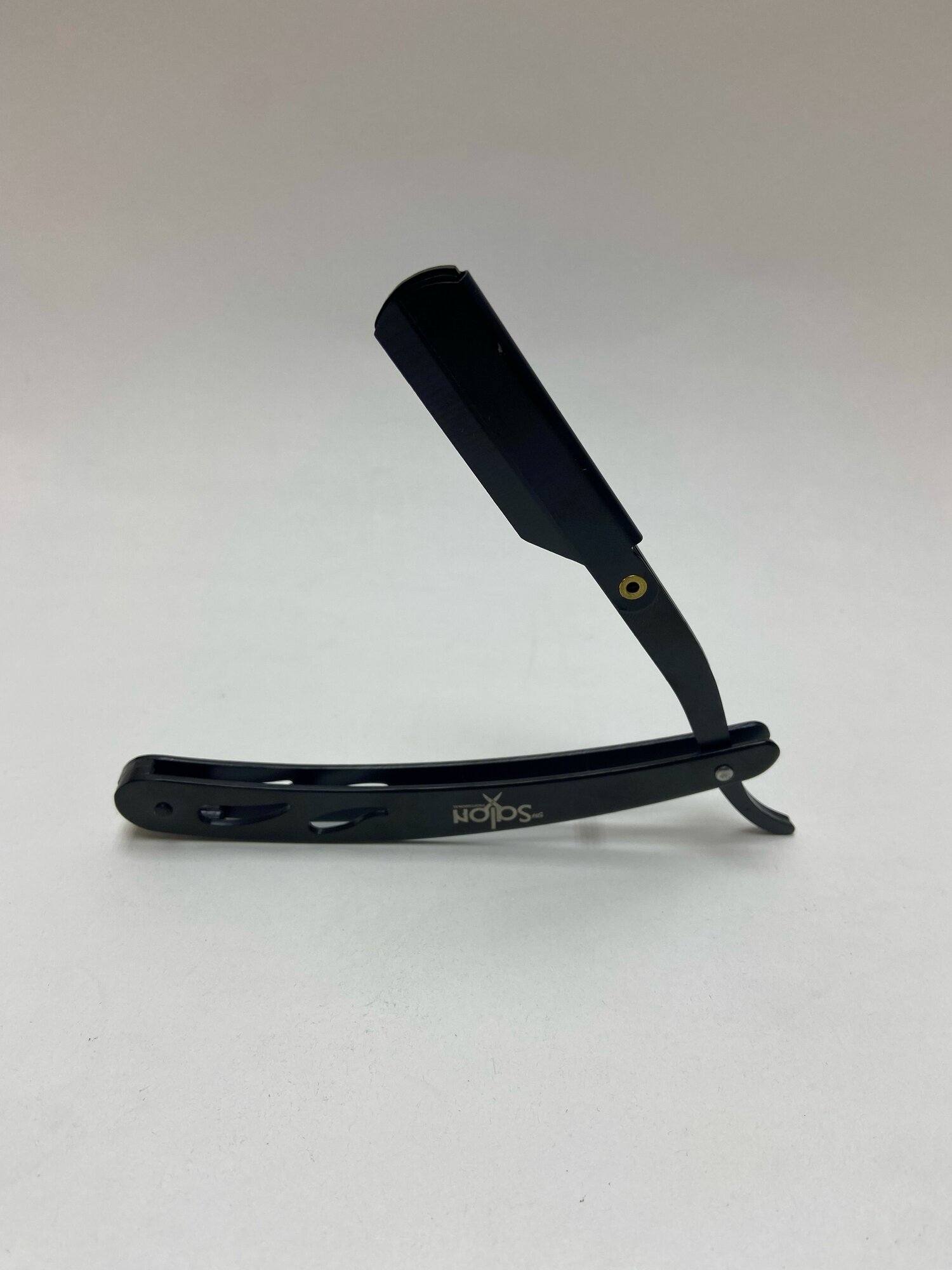 "SALON"Бритва - опасная металл, черная ручка G-033