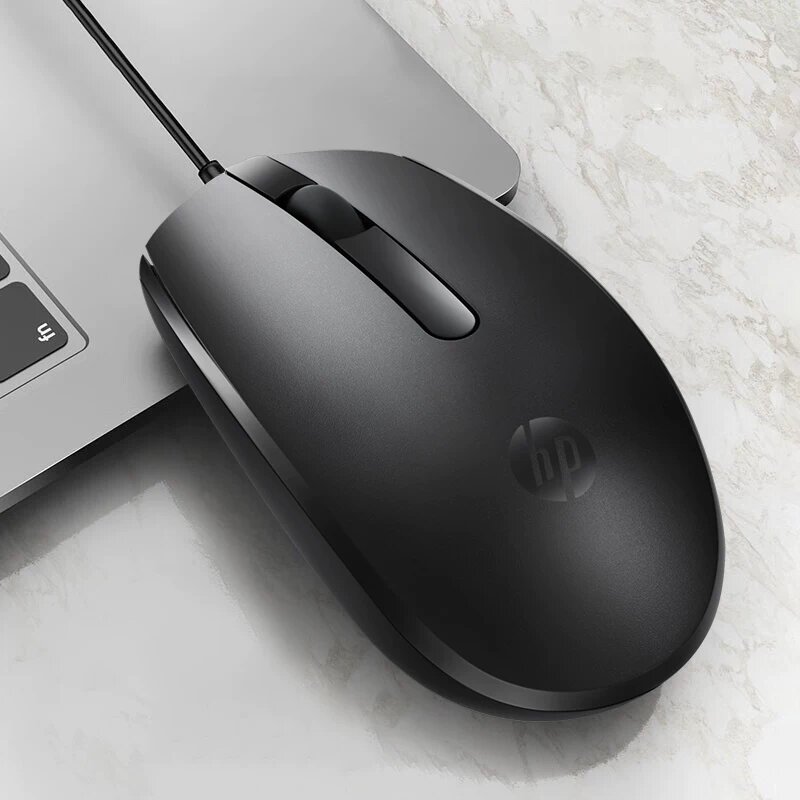 HP тихая проводная мышь USB для ноутбука, ПК, дома и офиса, черная