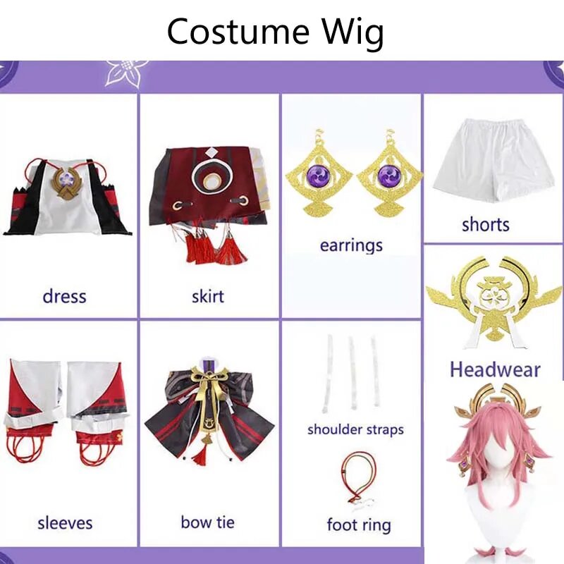 HOMCHEE TRENDS COSPLAY костюм Yae Miko XL, Costume and Wig