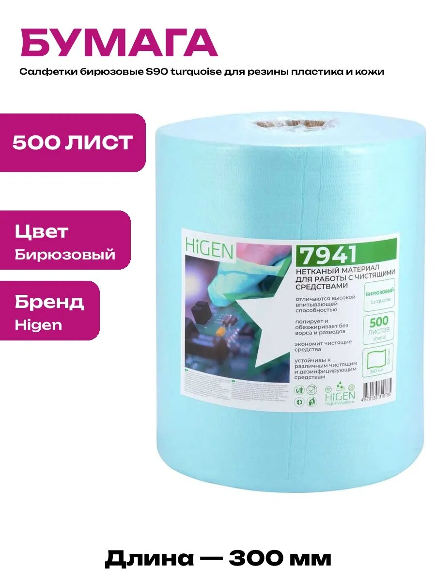 Салфетки S90 turquoise бирюзовые для резины и чистки сплавов