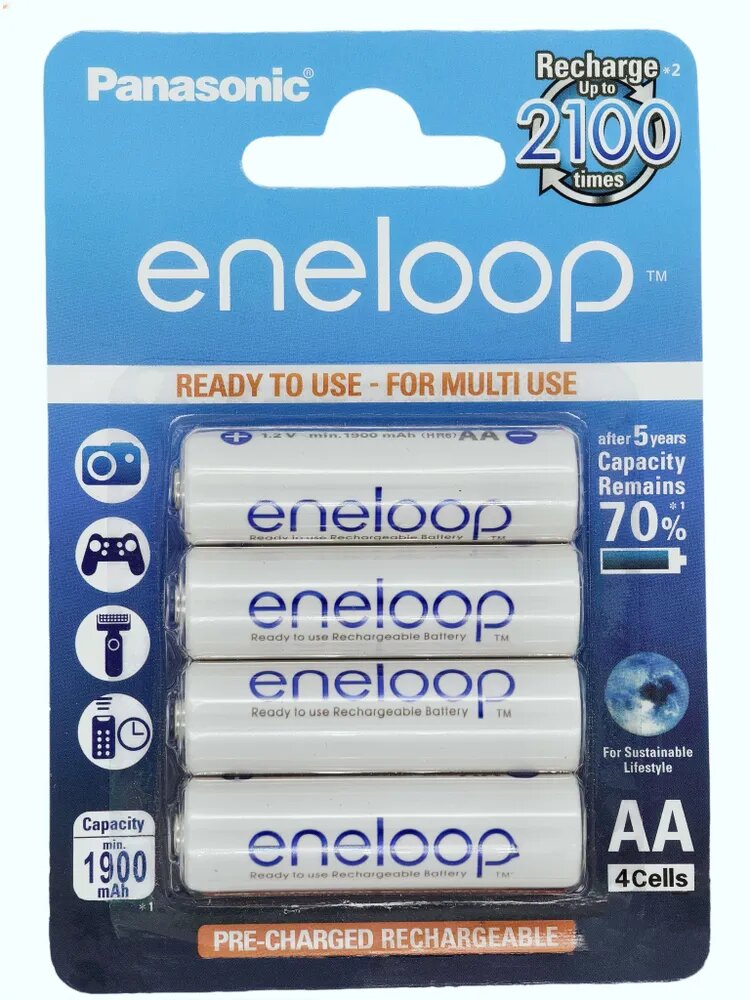 Аккумуляторные батарейки Panasonic Eneloop HR6 BK-3MCCE/4BE AA 1900mAh 4 шт AA/ пальчиковые аккумуляторы