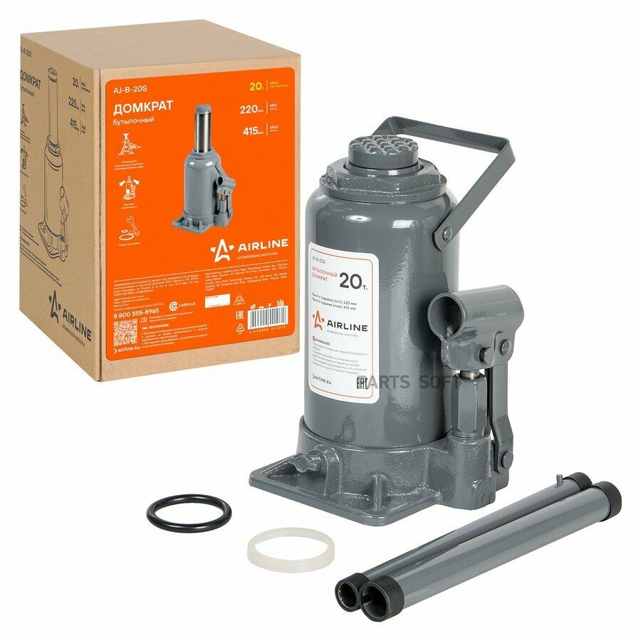 AIRLINE AJ-B-20S Домкрат бутылочный 20т (MIN - 220 мм, MAX - 415 мм) (AJ-B-20S)