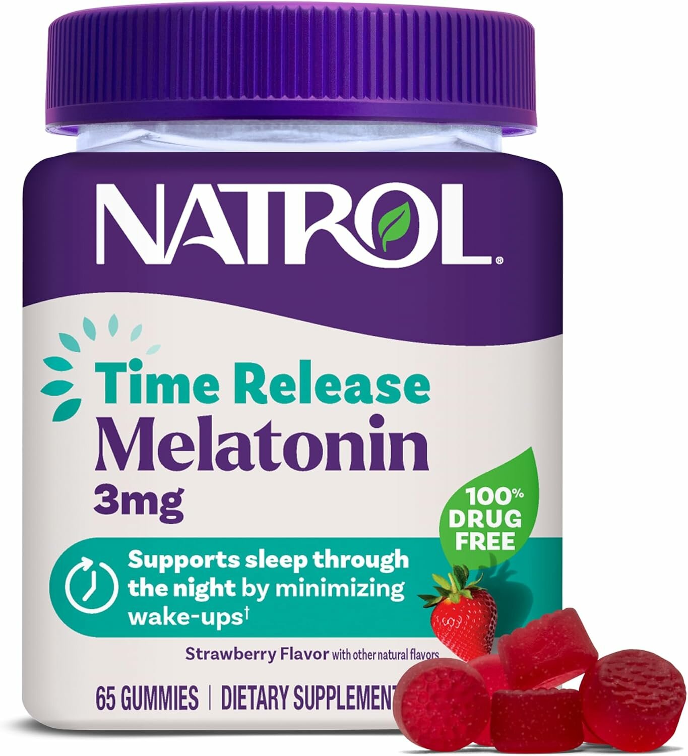 Жевательные пастилки Natrol "Time Release Melatonin", для нормализации сна, 3 мг, 65 шт