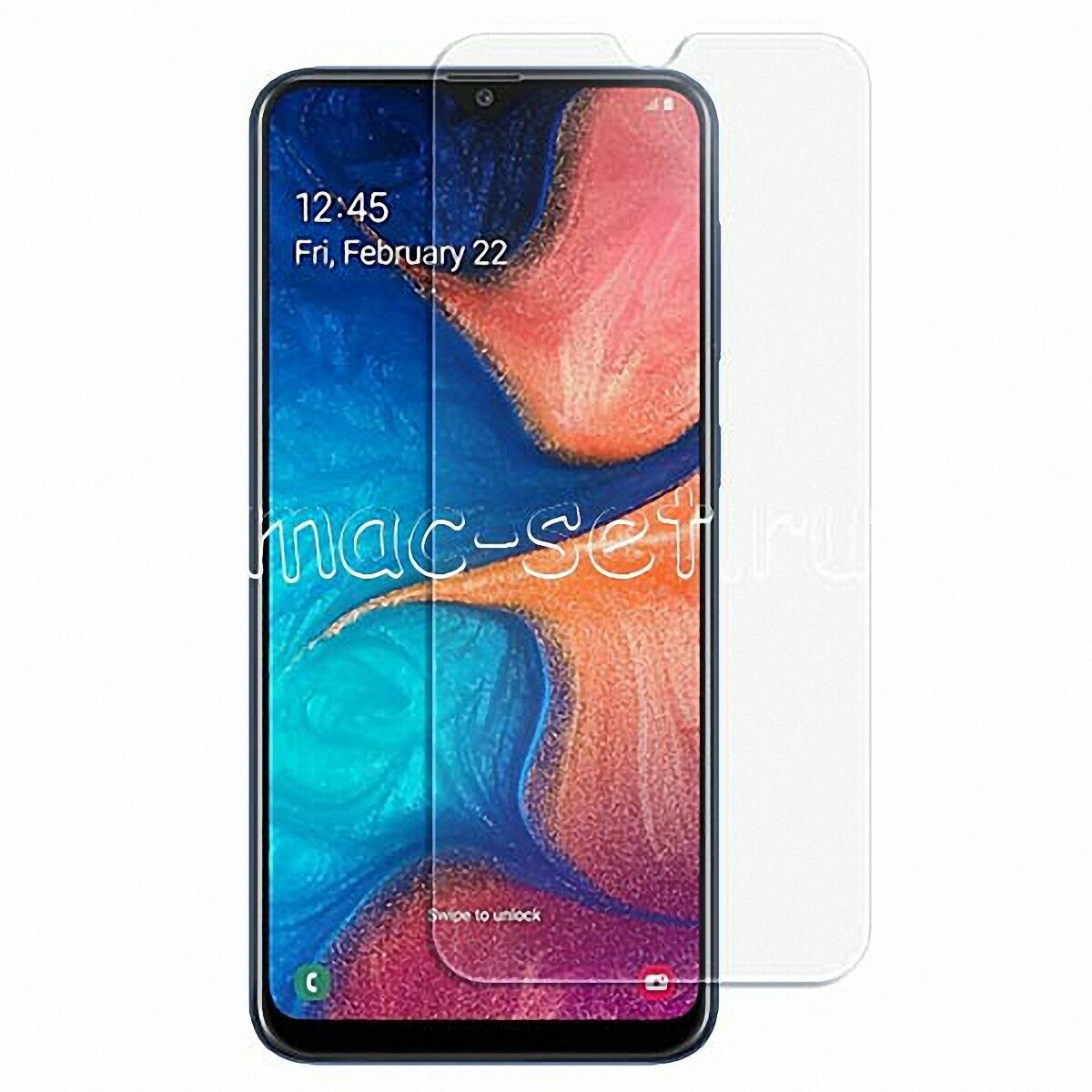Защитное стекло для Samsung Galaxy A20 A205 прозрачное на плоскую часть экрана