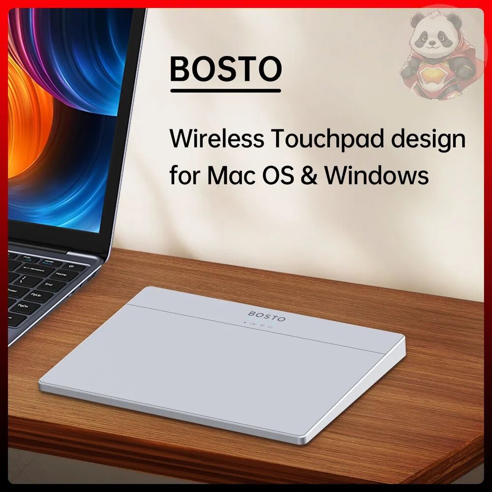 Трекпад T02 белый для Mac и Windows, проводное и беспроводное подключение Type-C/2.4G — фото 1