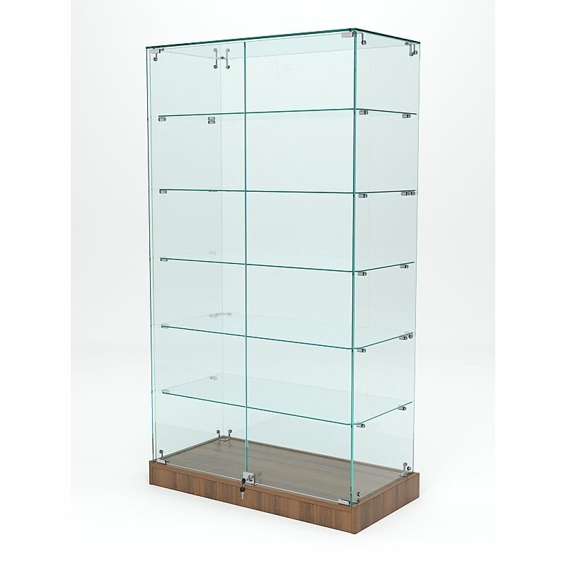 Витрина стеклянная "истра ХИТ продаж" №505 (с дверками, задняя стенка - стекло), Орех