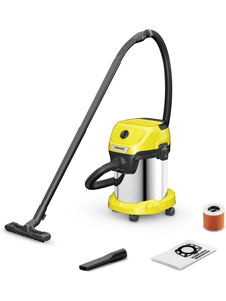 Строительный пылесос Karcher WD 3 S V-17/4/20 желтый (1.628-135.0)