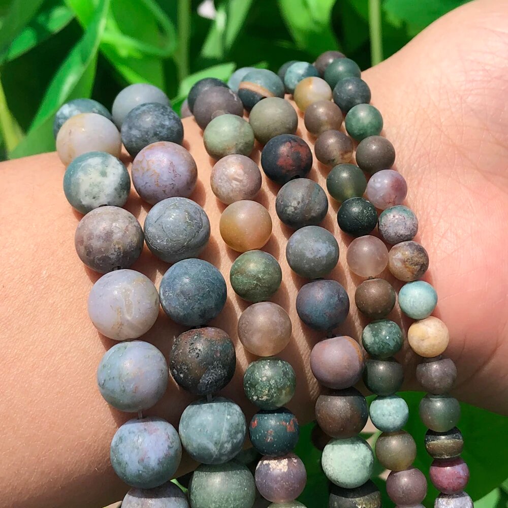 Матовые агаты бусины GMB724 4/6/8/10 мм 4mm 91-93pcs beads, indian Agate