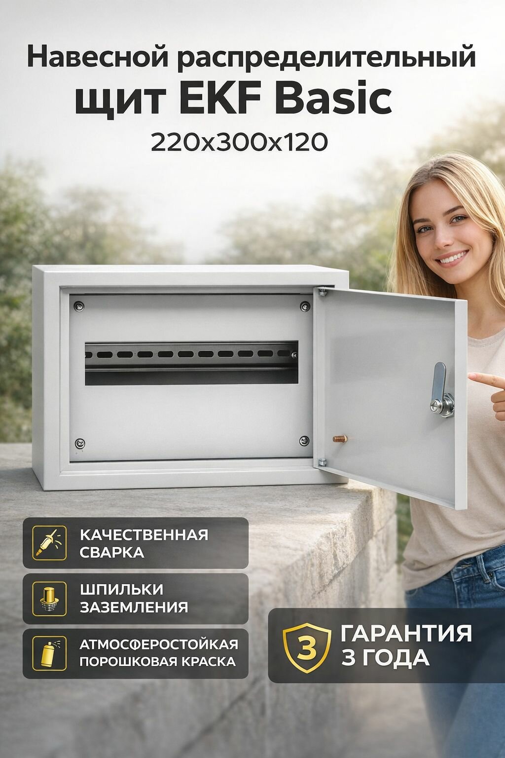 Щиток электрический навесной на 12 автоматов EKF Basic IP31, 220x300x120
