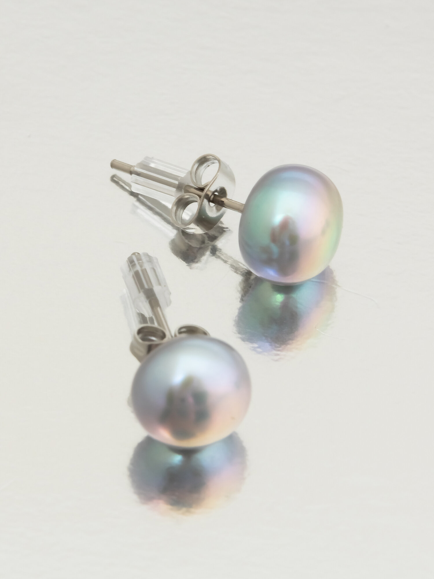 Серьги пусеты, жемчуг пресноводный культивированный