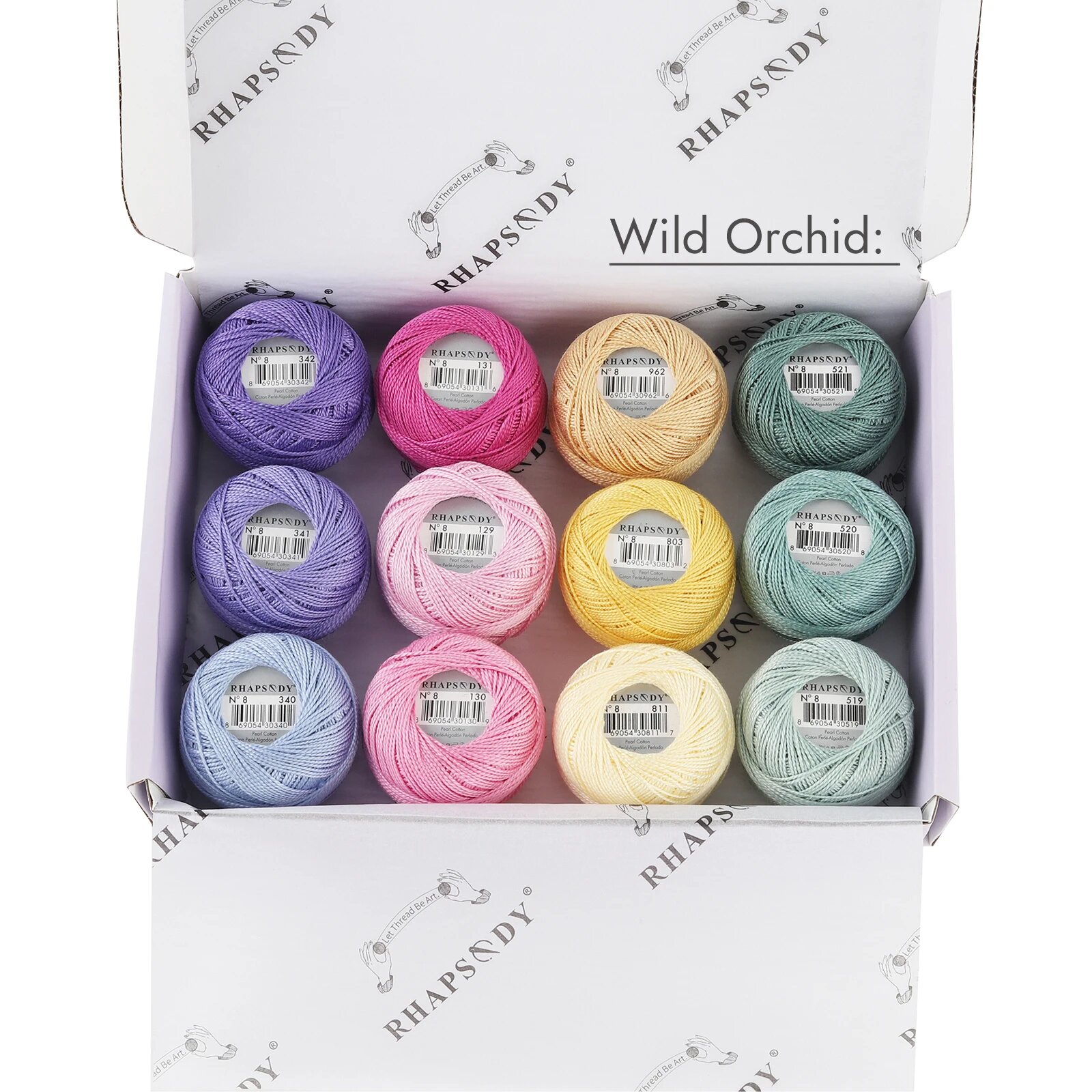 Рапсодия жемчужные хлопковые нитки размер 8 12 шт Wild Orchid