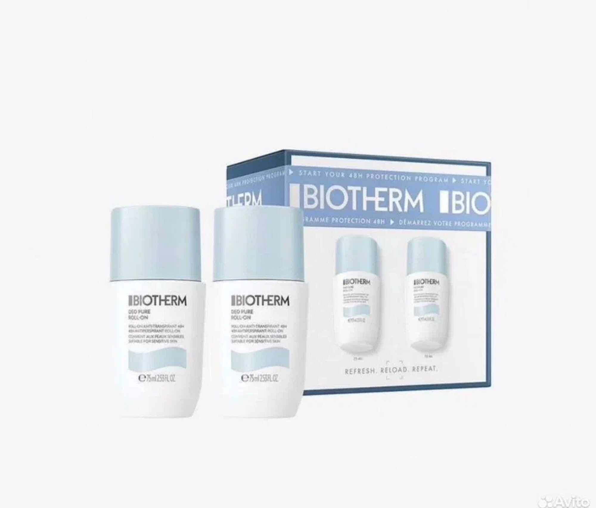 Набор дезодорантов Biotherm Deo Pure, женский, 2 шт, 75 мл, 48 часов