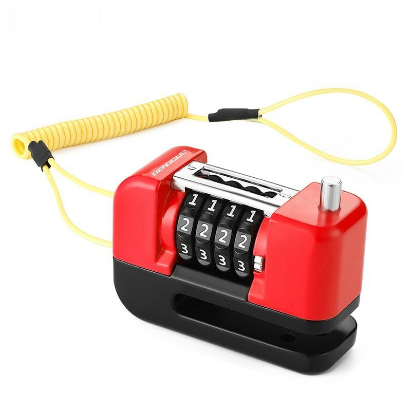 Замок дискового тормоза мотоцикла с паролем алюминиевый сплав красный