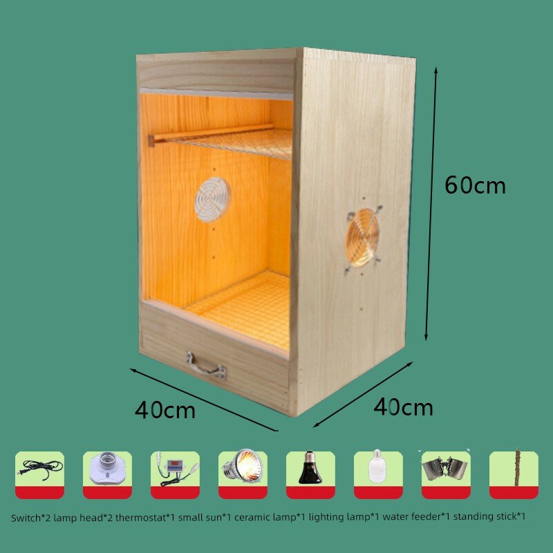 Коробка из массива дерева для птиц 40x40x60 см с подогревом базовый комплект для ежедневного использования