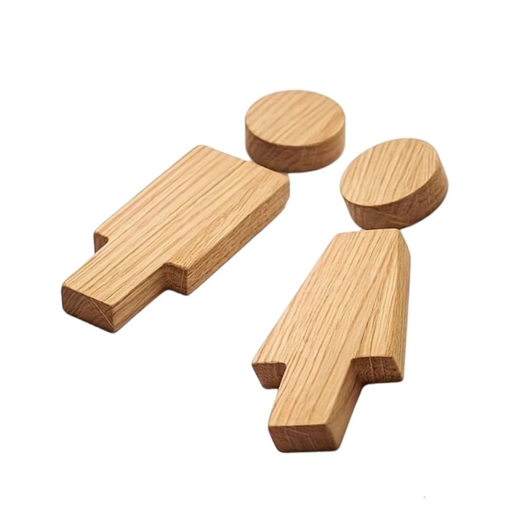 Деревянный знак для туалета, Кремово-белый