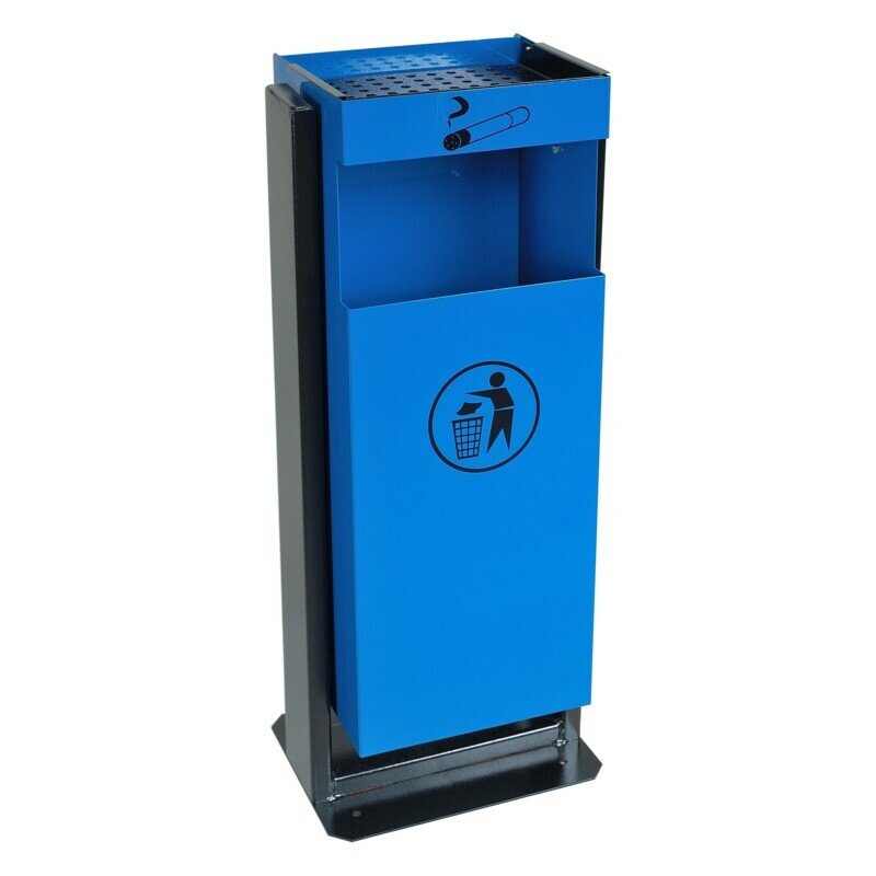 Урна уличная металлическая "УОН-2" (опрокидывающаяся) с пепельницей (Синяя)