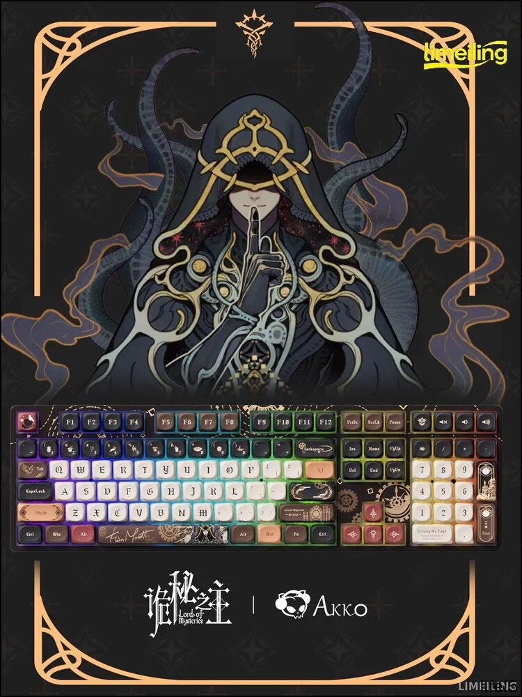 Игровая клавиатура беспроводная Akko 5108B Plus Mechanical Keyboard "Lord of the Mysteries" 3-mode RGB, 108 клавиш, US раскладка, hot-swap, (Akko V3 Piano Pro), Английская раскладка, белый, черный